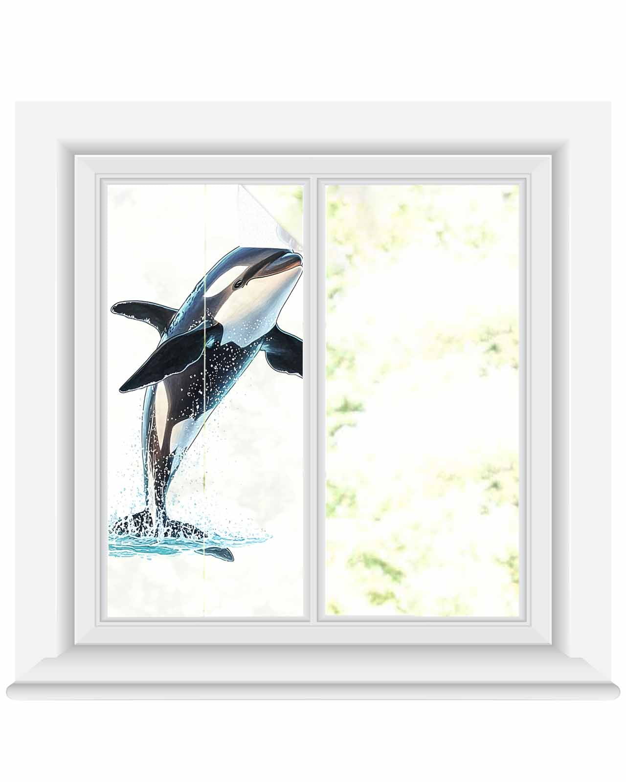 Window Privacy Film Cute Killer Whale Stained Glass Window Film ...