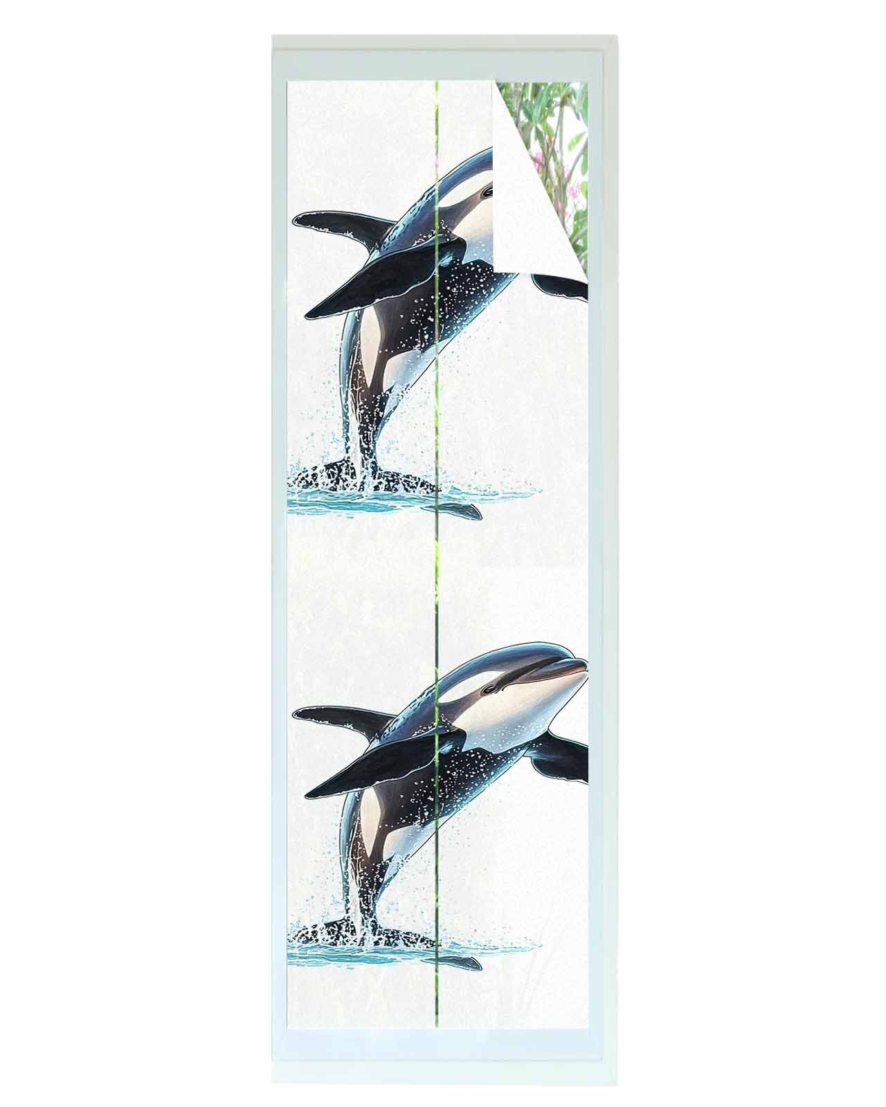Window Privacy Film Cute Killer Whale Stained Glass Window Film ...