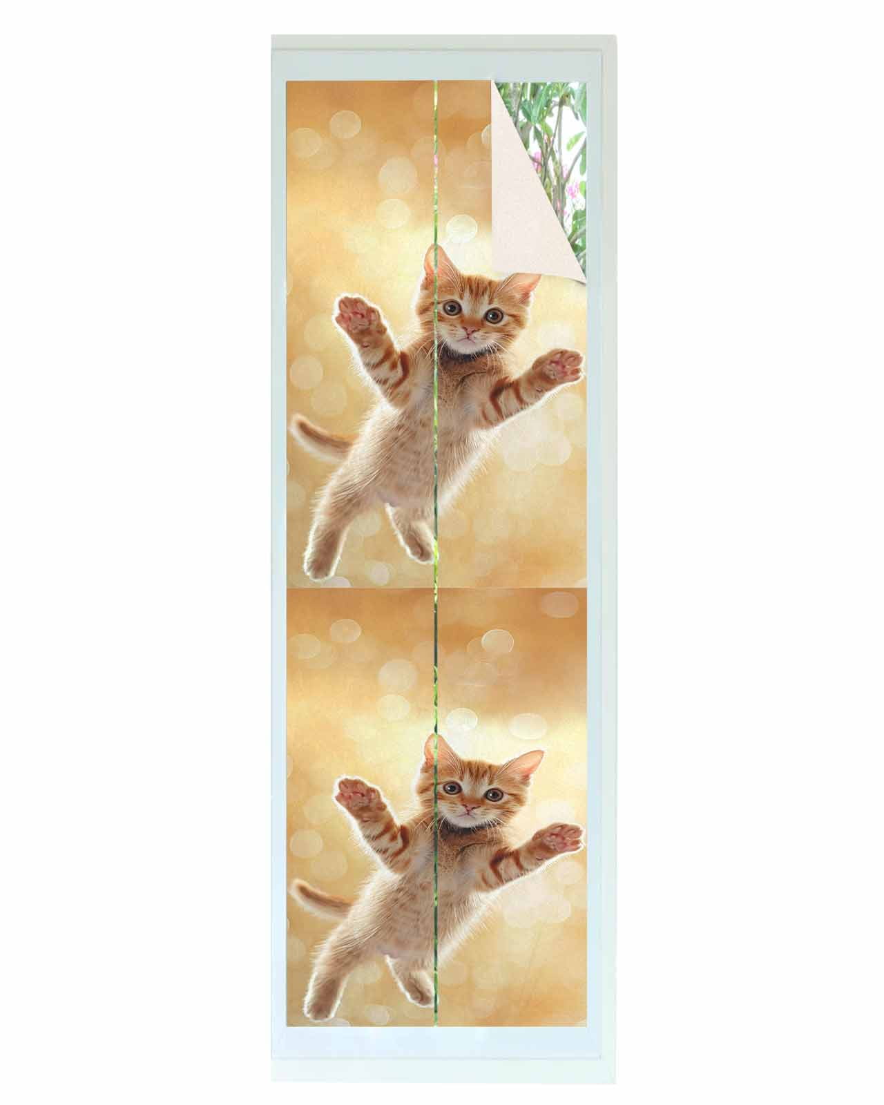 Window Privacy Film Cute Orange Cat Stained Glass Window Film ...