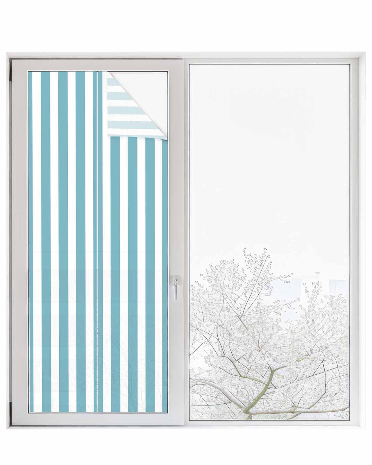 Window Privacy Film, Cyan Stripes UV Sun Blocking Window Tint Film Heat ...