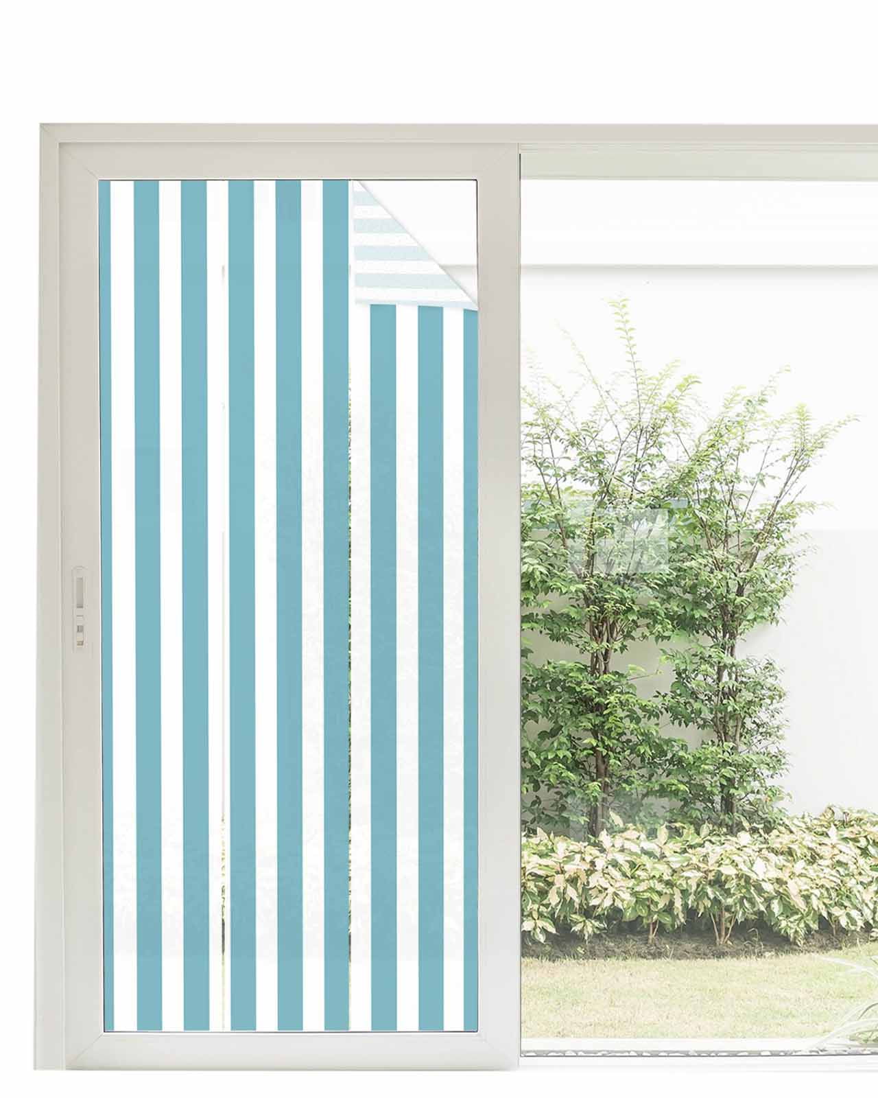 Window Privacy Film, Cyan Stripes UV Sun Blocking Window Tint Film Heat ...