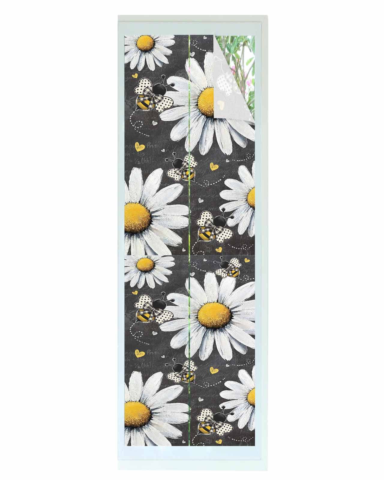 Window Privacy Film Daisy Bee Stained Glass Window Film Decorative Sun ...