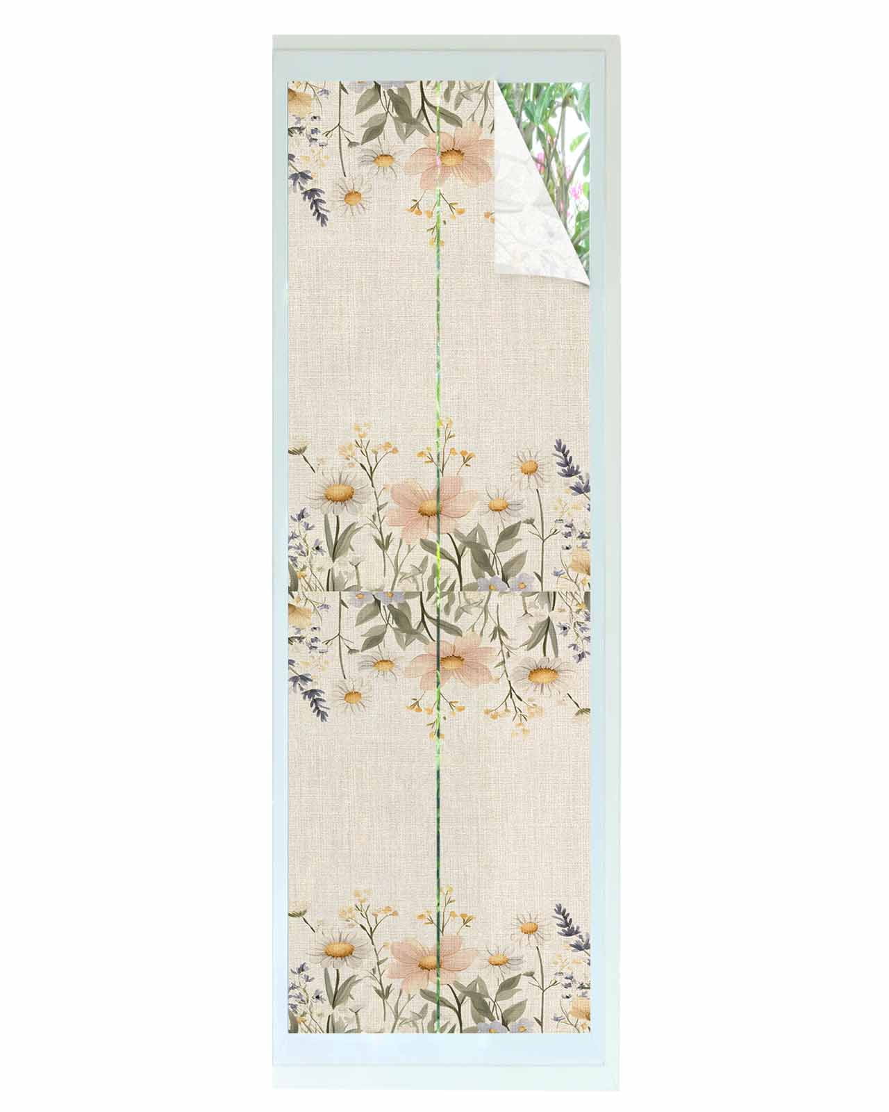 Window Privacy Film Daisy Botanical Stained Glass Window Film ...