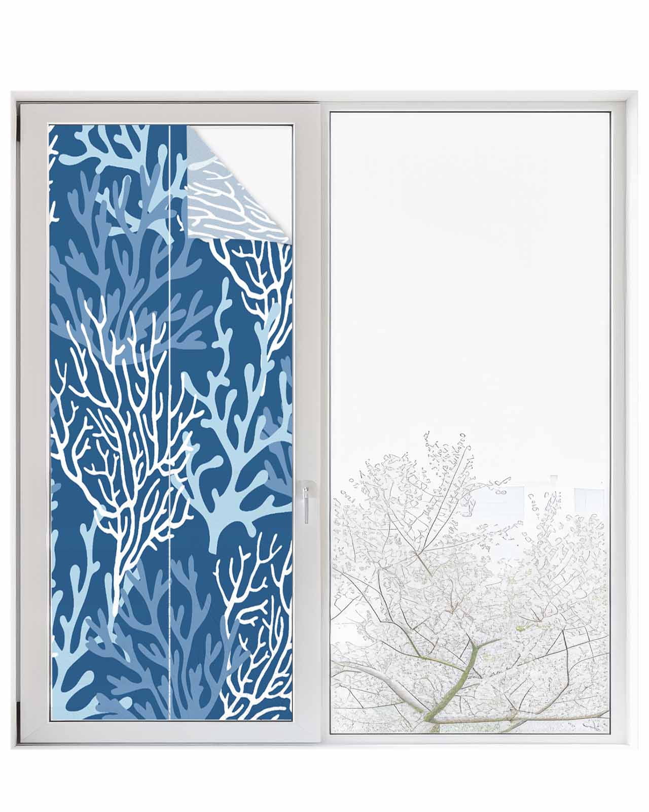 Window Privacy Film,Dark Blue Coral UV Sun Blocking Window Tint Film ...