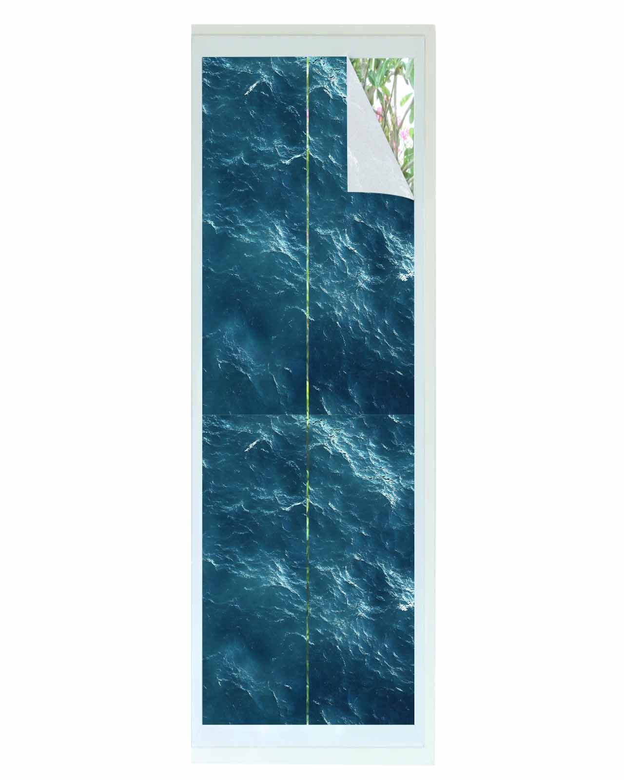 Window Privacy Film Dark Blue Nautical Stained Glass Window Film ...