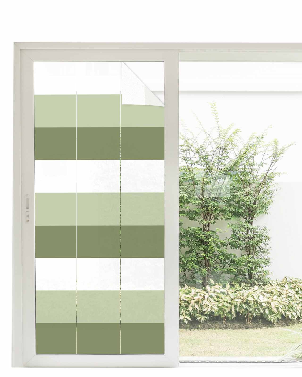 Window Privacy Film, Dark Sage Farmhouse Striped Sun Blocking Window ...