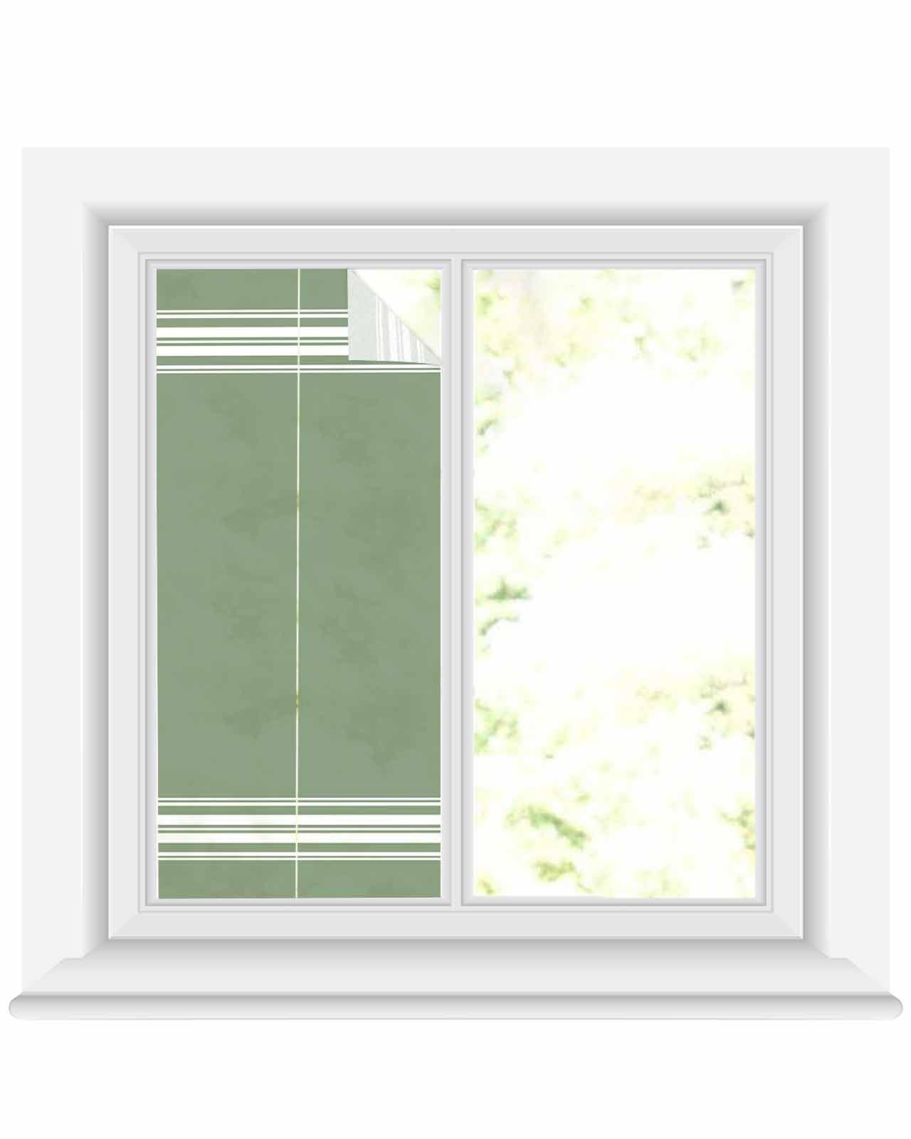 Window Privacy Film, Dark Sage Green Stripes UV Sun Blocking Window ...
