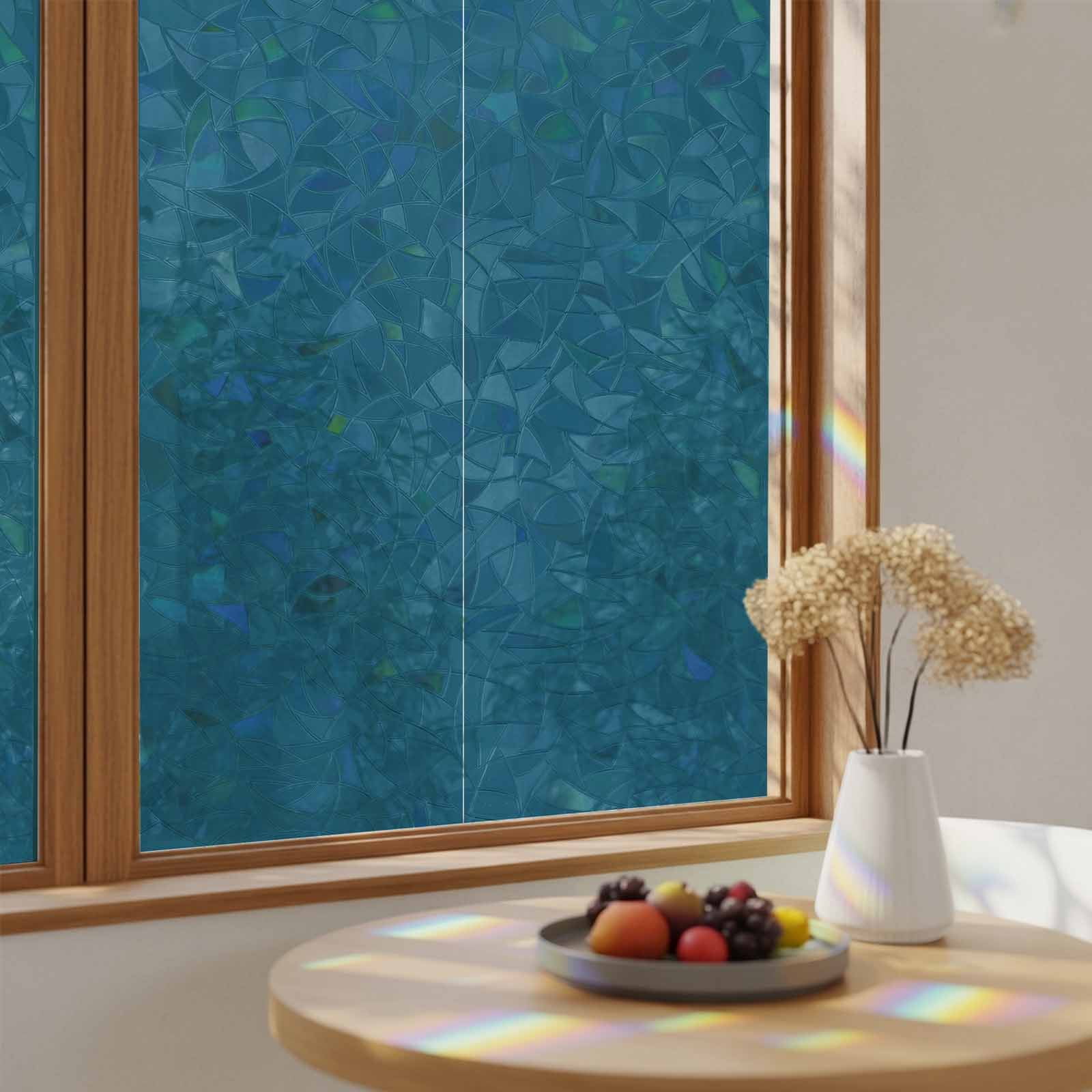 Window Privacy Film Dark Teal Stained Glass Static Cling 24x59inch ...