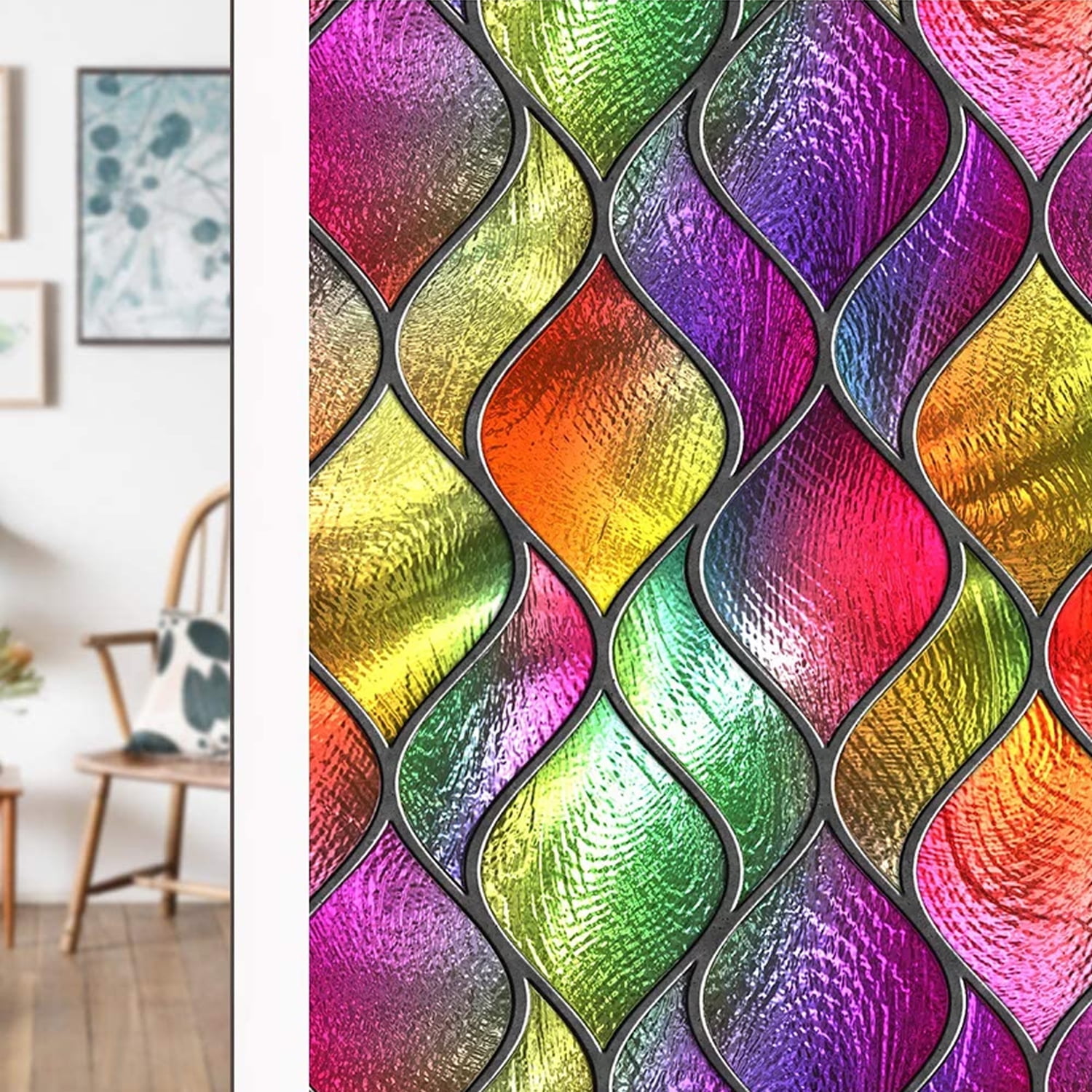 Window Privacy Film, Decorative Static Frosted Films 3D Stained Clings ...