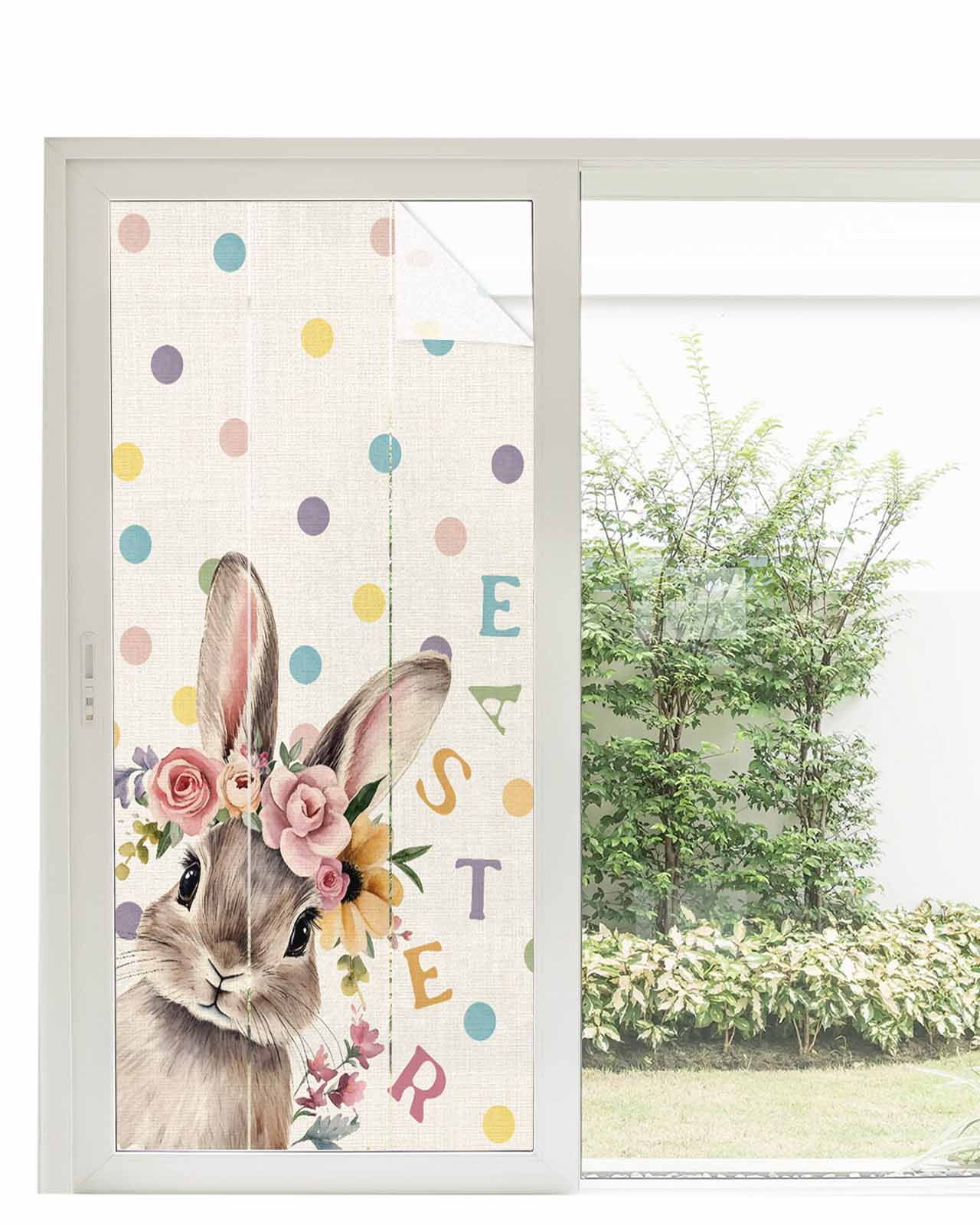Window Privacy Film Easter Cute Bunny Stained Glass Window Film ...
