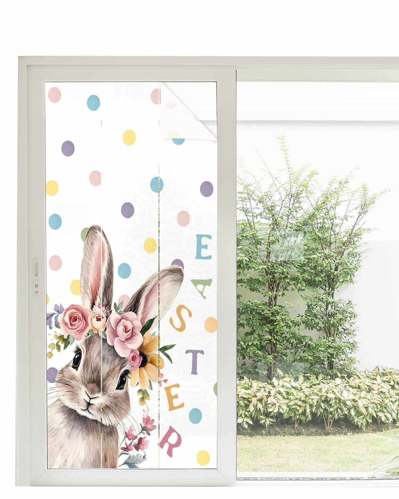 Window Privacy Film Easter Cute Bunny Stained Glass Window Film ...