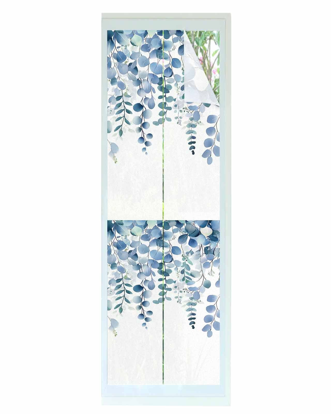 Window Privacy Film Eucalyptus Blue Stained Glass Window Film ...