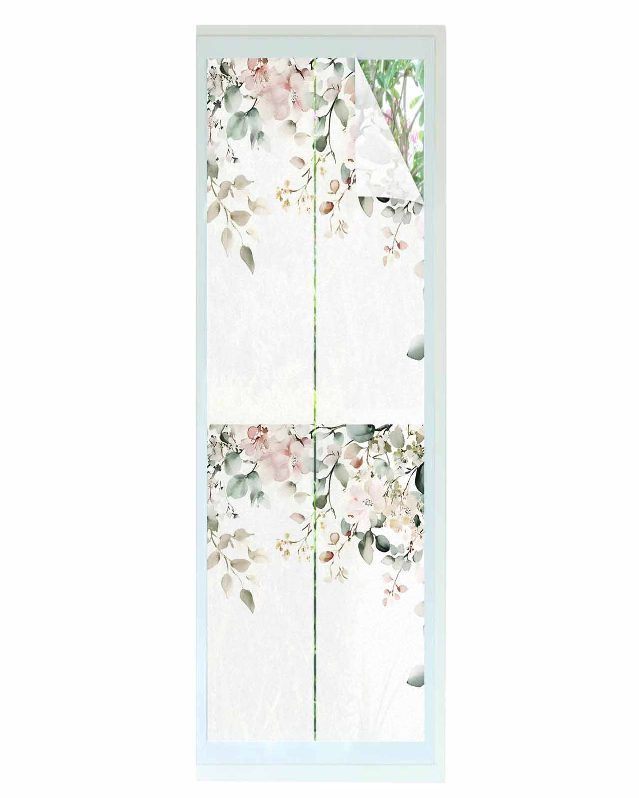 Window Privacy Film Eucalyptus Floral Stained Glass Window Film ...