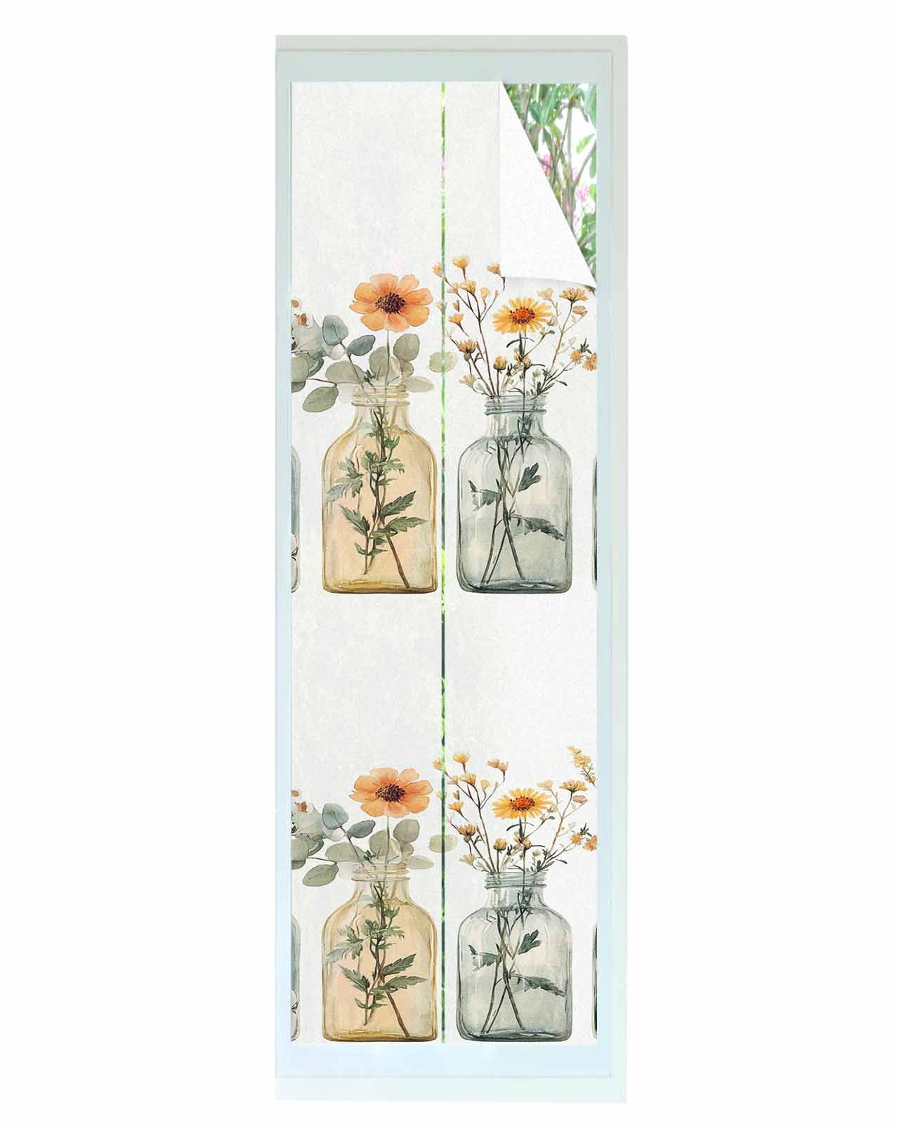 Window Privacy Film Eucalyptus Flower Stained Glass Window Film ...