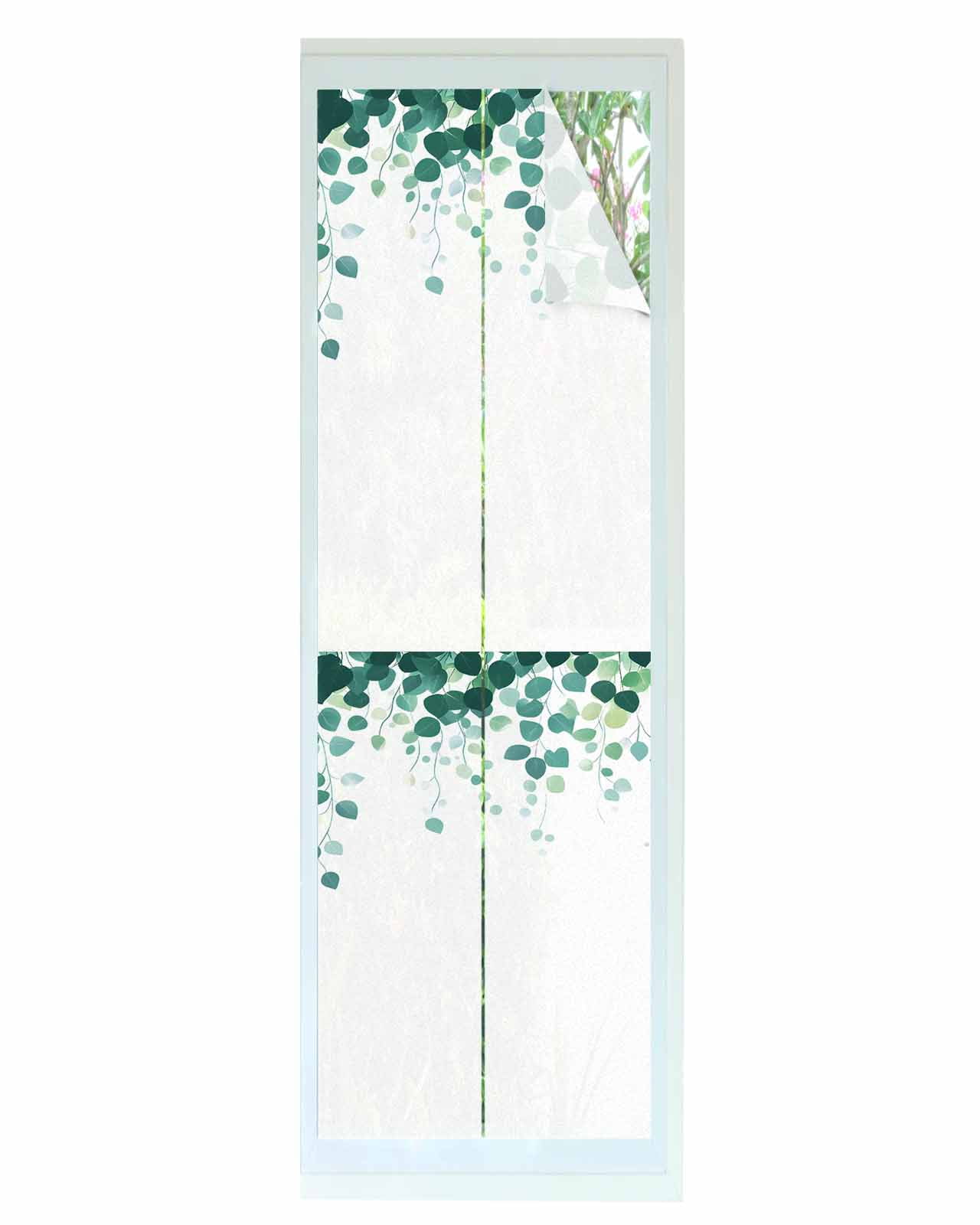 Window Privacy Film Eucalyptus Leaf Stained Glass Window Film ...