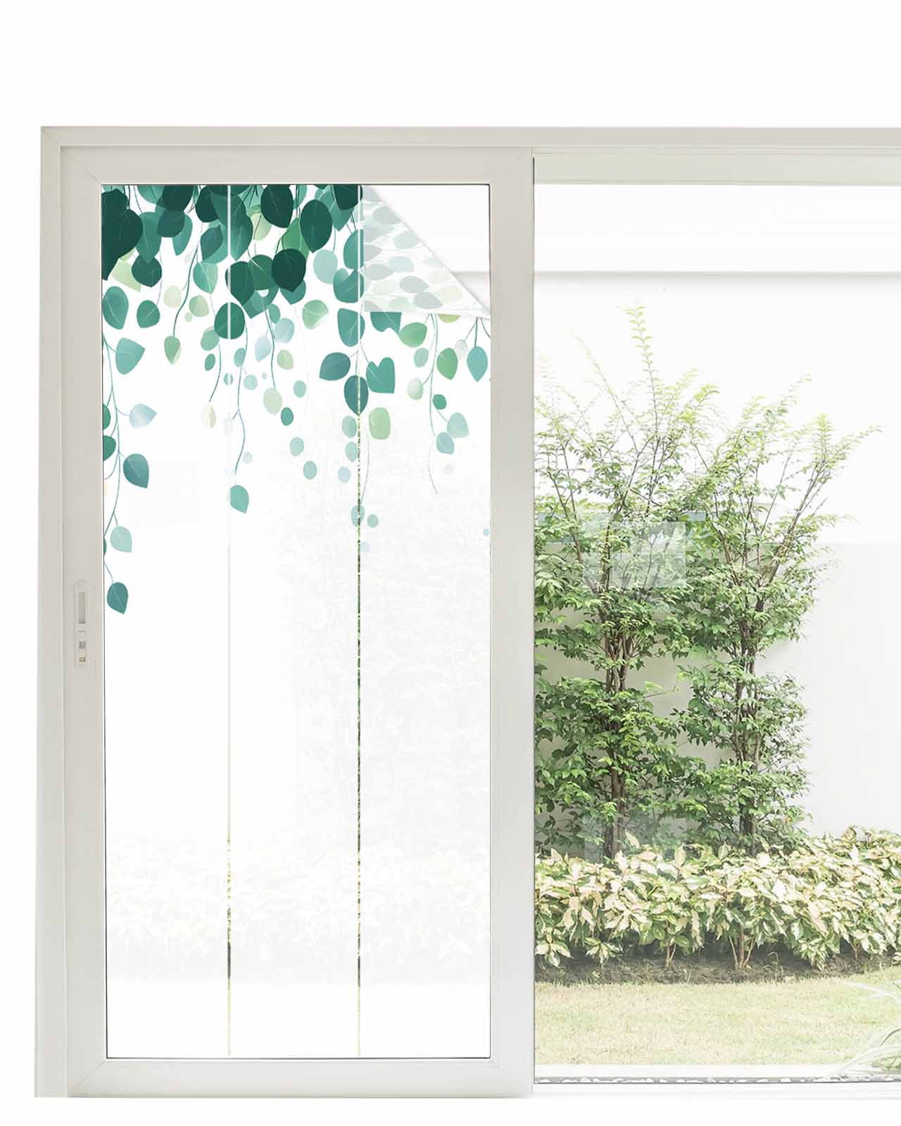 Window Privacy Film Eucalyptus Leaf Stained Glass Window Film ...