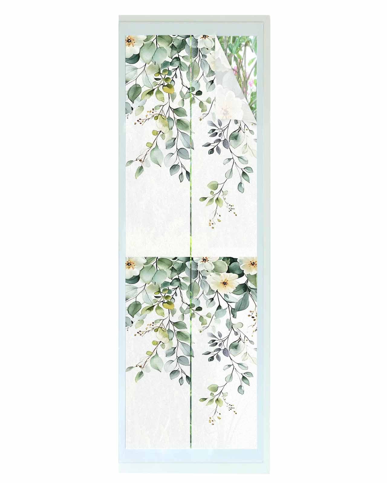 Window Privacy Film Eucalyptus Leaf Stained Glass Window Film ...