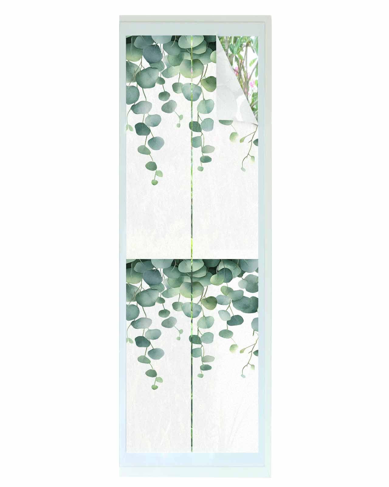 Window Privacy Film Eucalyptus Leaves Stained Glass Window Film ...
