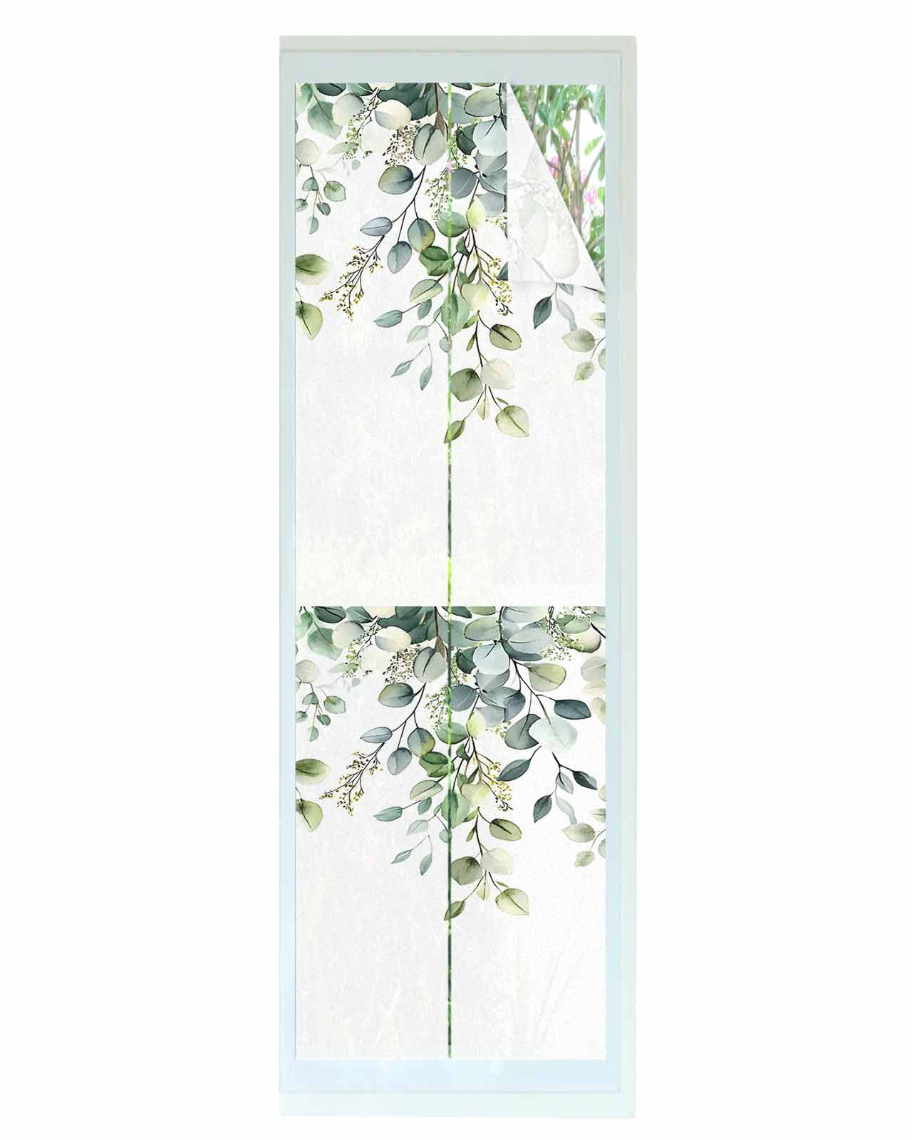 Window Privacy Film Eucalyptus Leaves Stained Glass Window Film ...