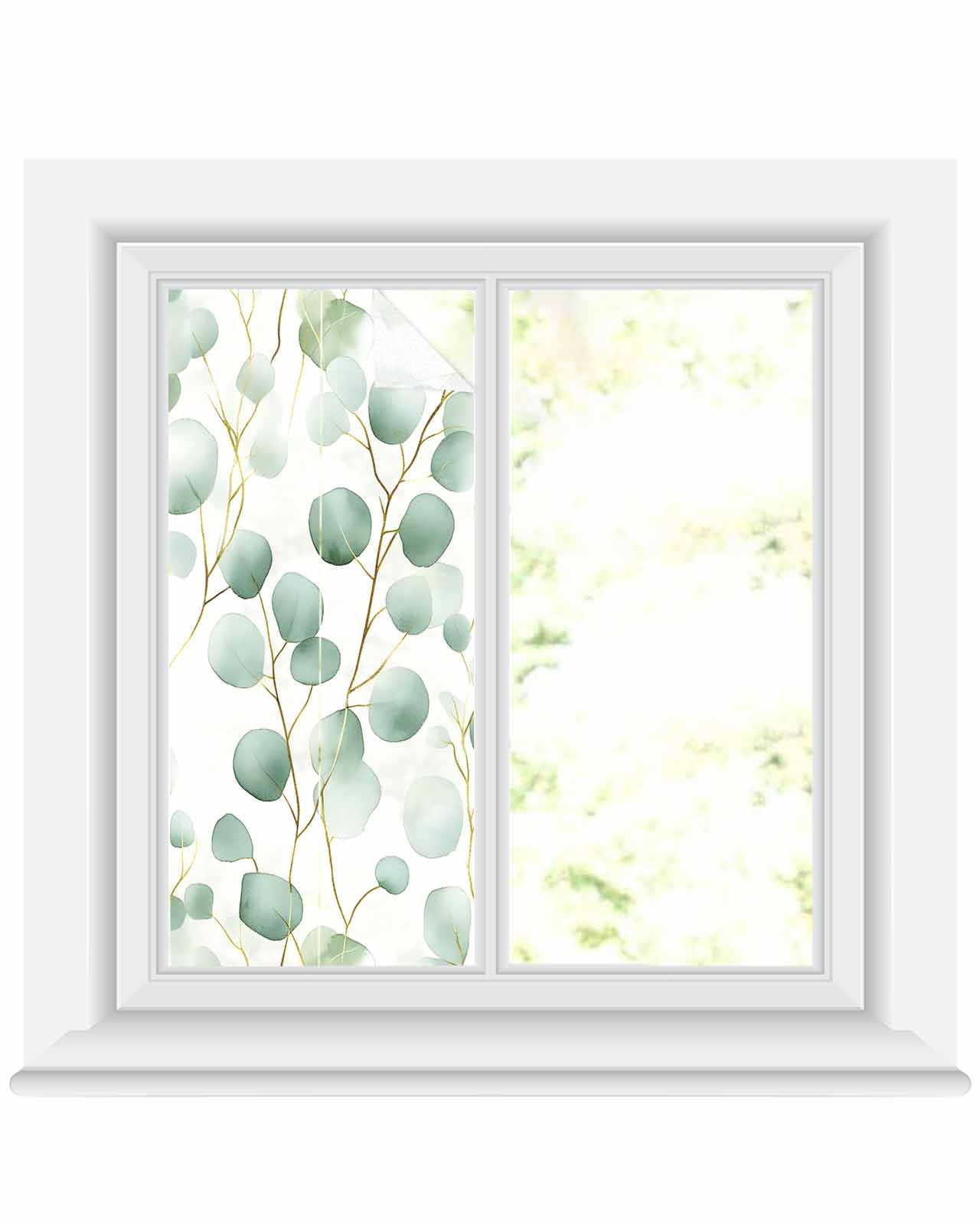 Window Privacy Film Eucalyptus Plant Stained Glass Window Film ...