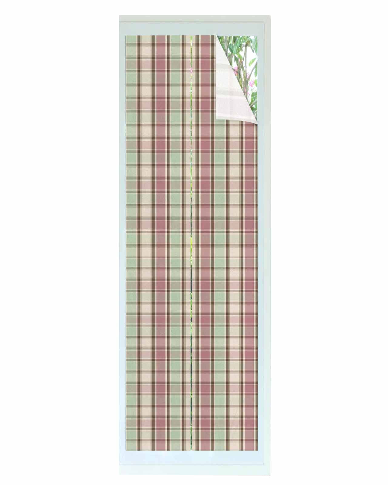 Window Privacy Film Fall Buffalo Plaid Stained Glass Window Film ...