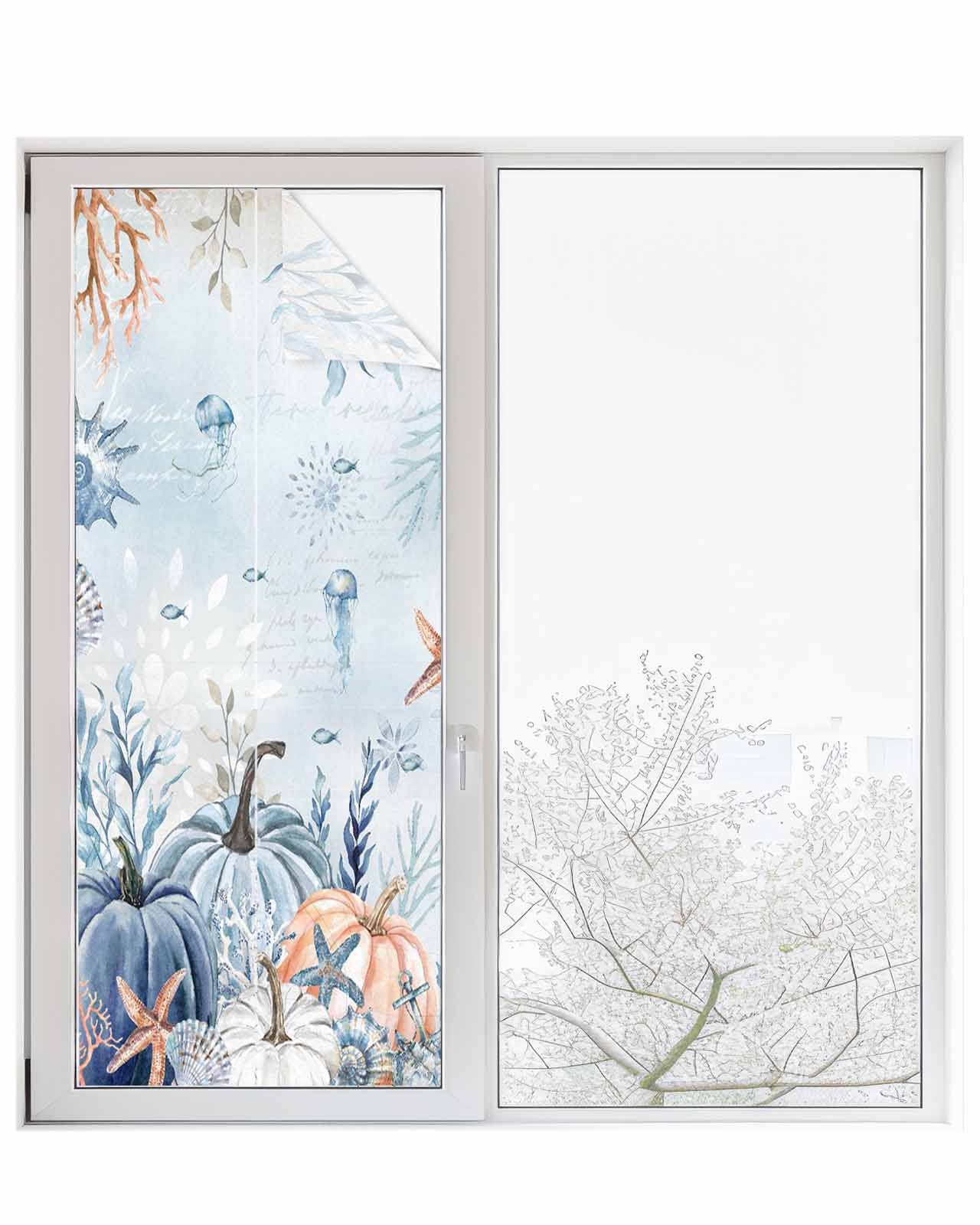 Window Privacy Film, Fall Coastal UV Sun Blocking Window Tint Film Heat ...