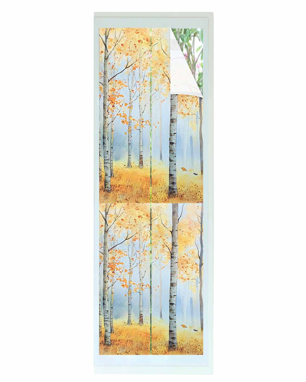 Window Privacy Film Fall Forest Stained Glass Window Film Decorative ...