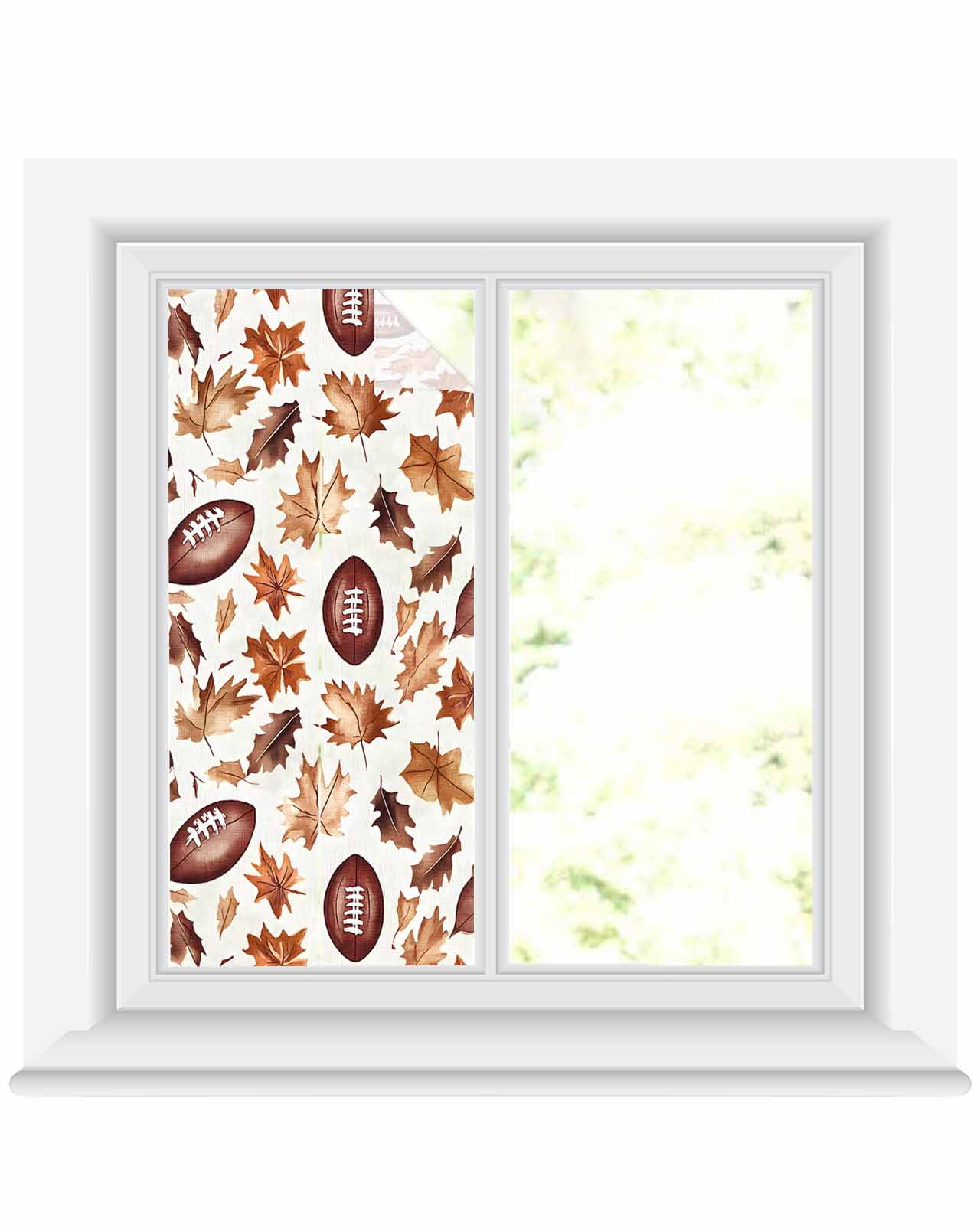 Window Privacy Film Fall Maple Leaf Football Stained Glass Window Film ...