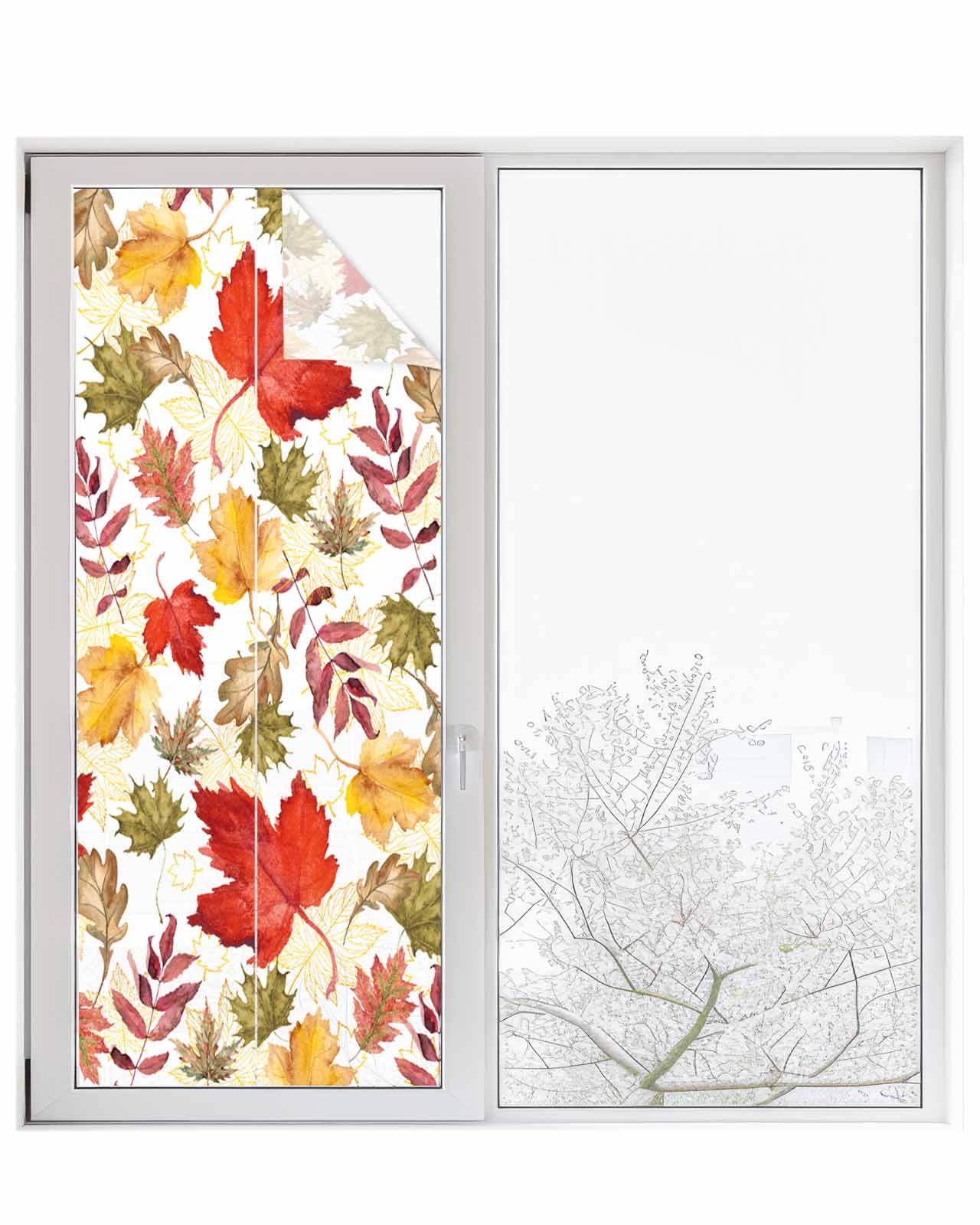Window Privacy Film, Fall Maple Leaf UV Sun Blocking Window Tint Film ...