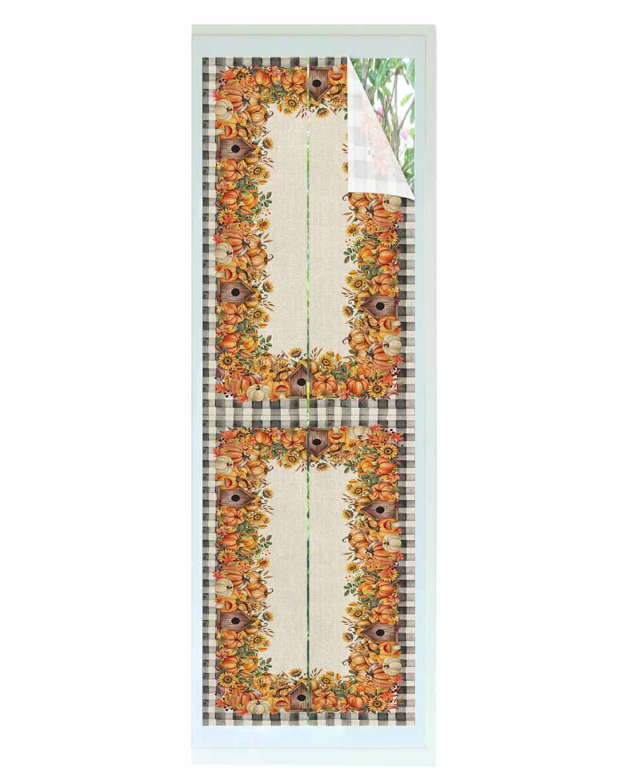 Window Privacy Film Fall Pumpkins Stained Glass Window Film Decorative ...