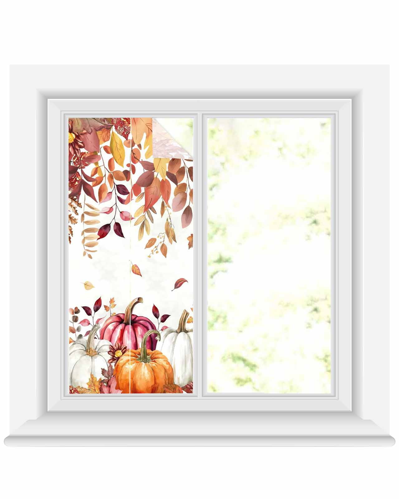 Window Privacy Film Fall White Pumpkin Stained Glass Window Film ...