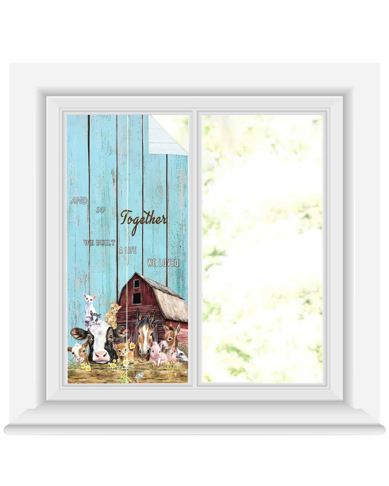 Window Privacy Film Farmhouse Animals Stained Glass Window Film ...