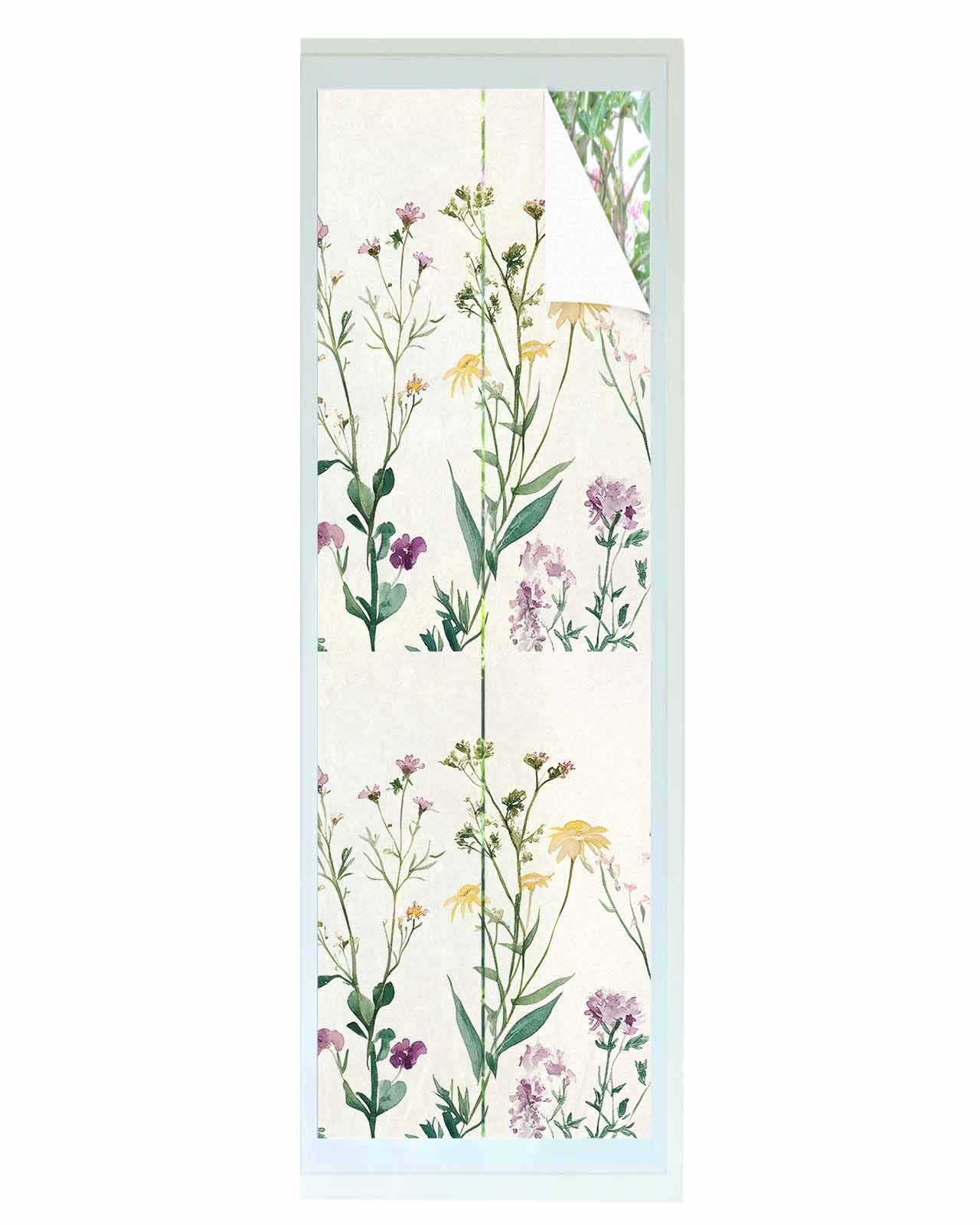 Window Privacy Film Farmhouse Botanical Floral Stained Glass Window ...