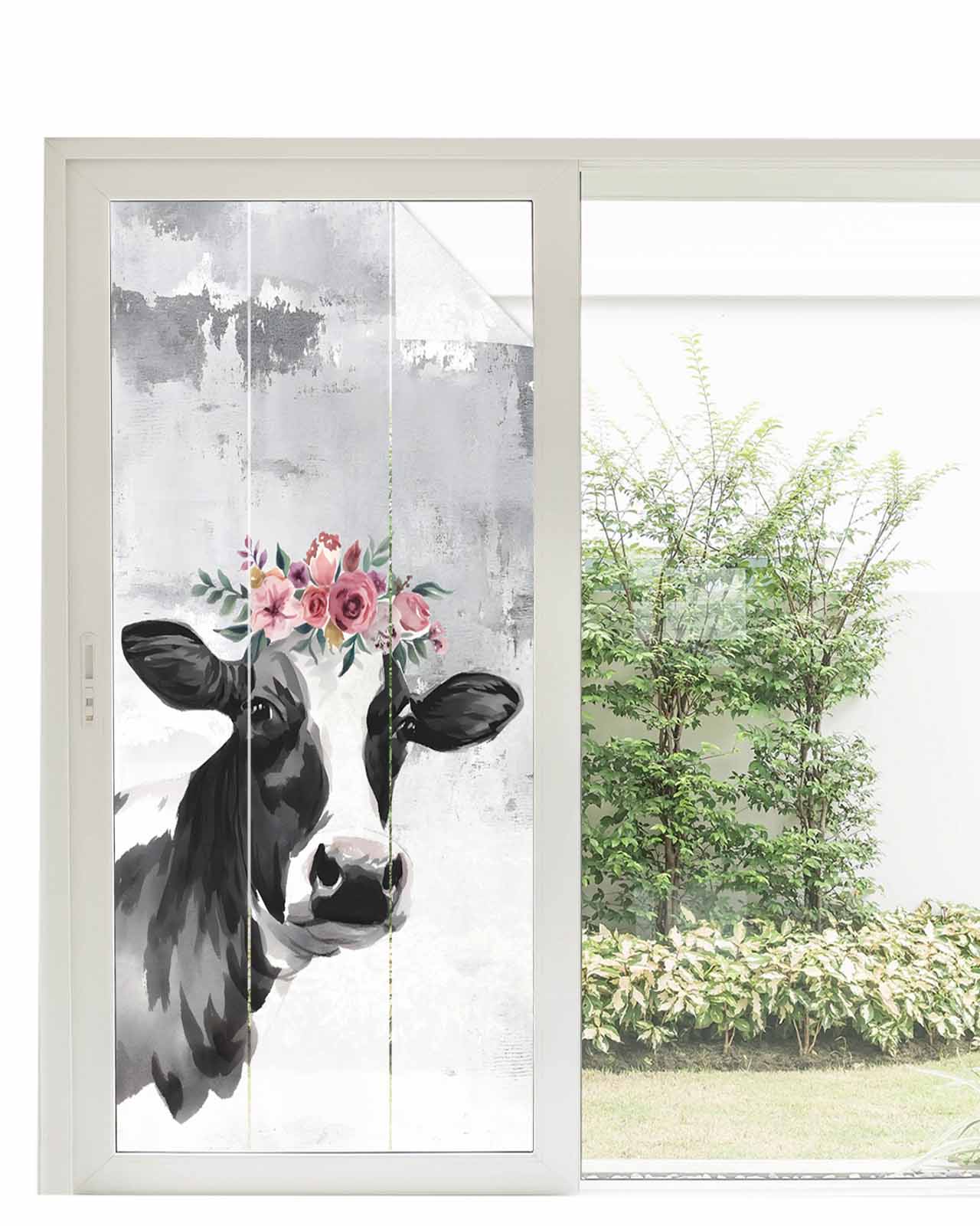 Window Privacy Film Farmhouse Cow Stained Glass Window Film Decorative ...