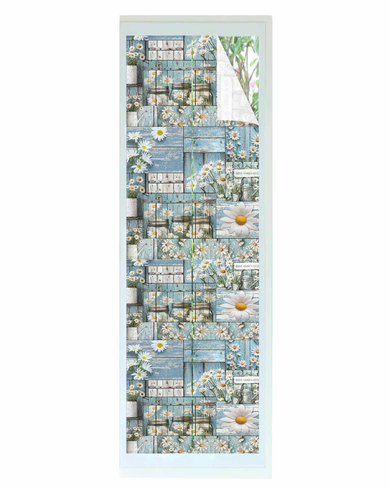 Window Privacy Film Farmhouse Daisies Stained Glass Window Film ...