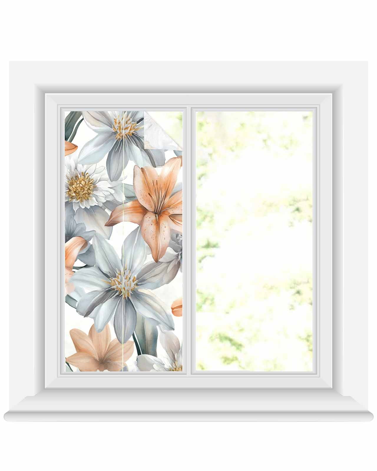 Window Privacy Film Farmhouse Flowers Stained Glass Window Film ...