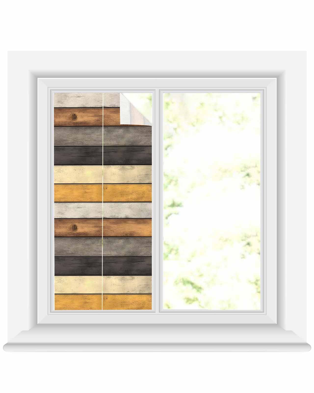 Window Privacy Film Farmhouse Grey Yellow Stained Glass Window Film ...