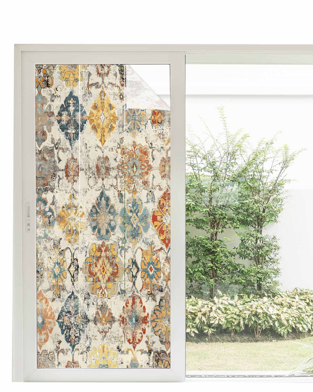 Window Privacy Film Farmhouse Morocco Stained Glass Window Film ...