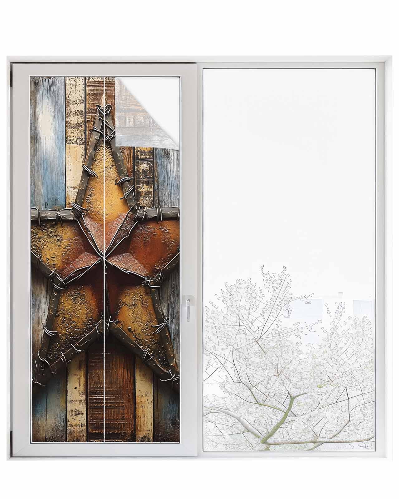 Window Privacy Film Farmhouse Retro Stained Glass Window Film ...