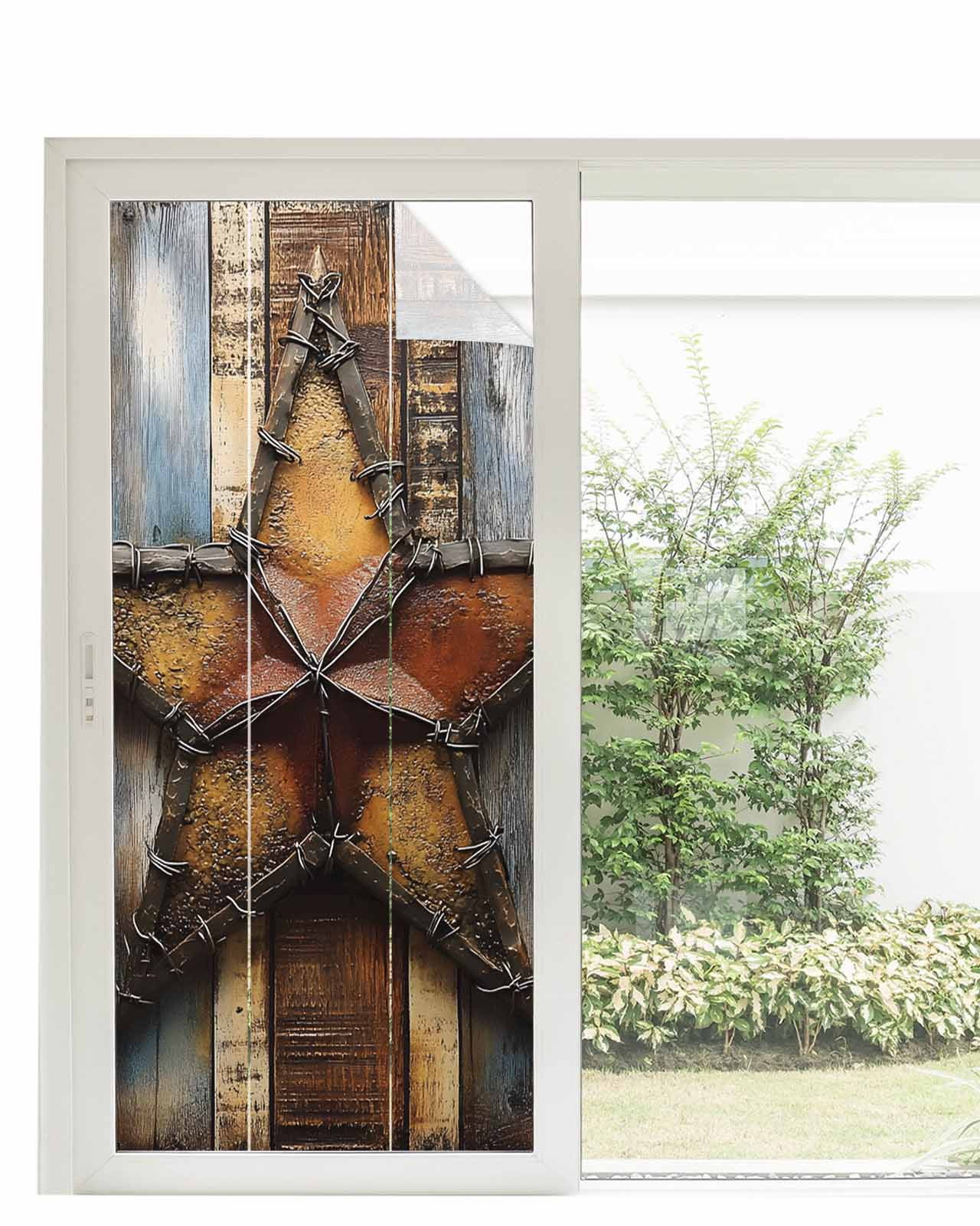 Window Privacy Film Farmhouse Retro Stained Glass Window Film ...