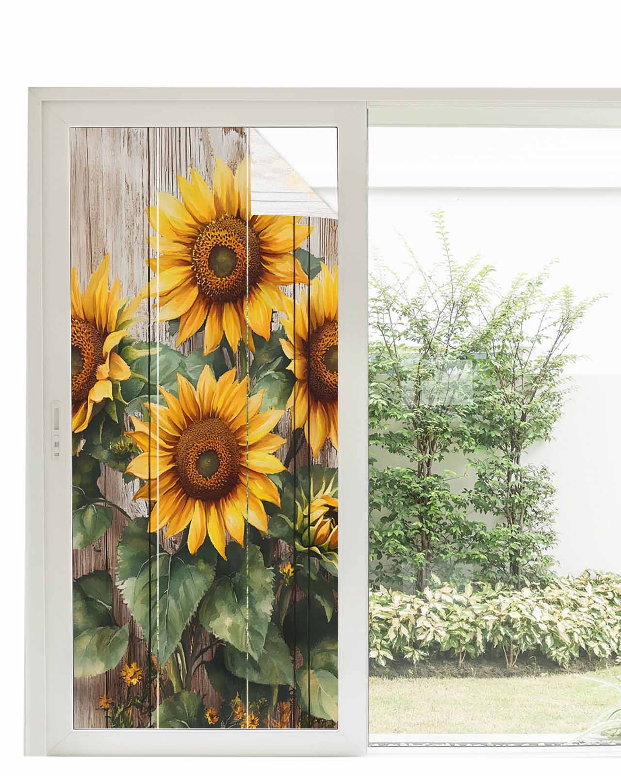Window Privacy Film Farmhouse Sunflower Stained Glass Window Film ...