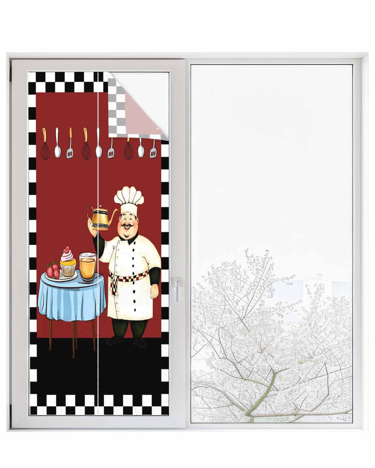 Window Privacy Film Fat Chef Stained Glass Window Film Decorative Sun ...