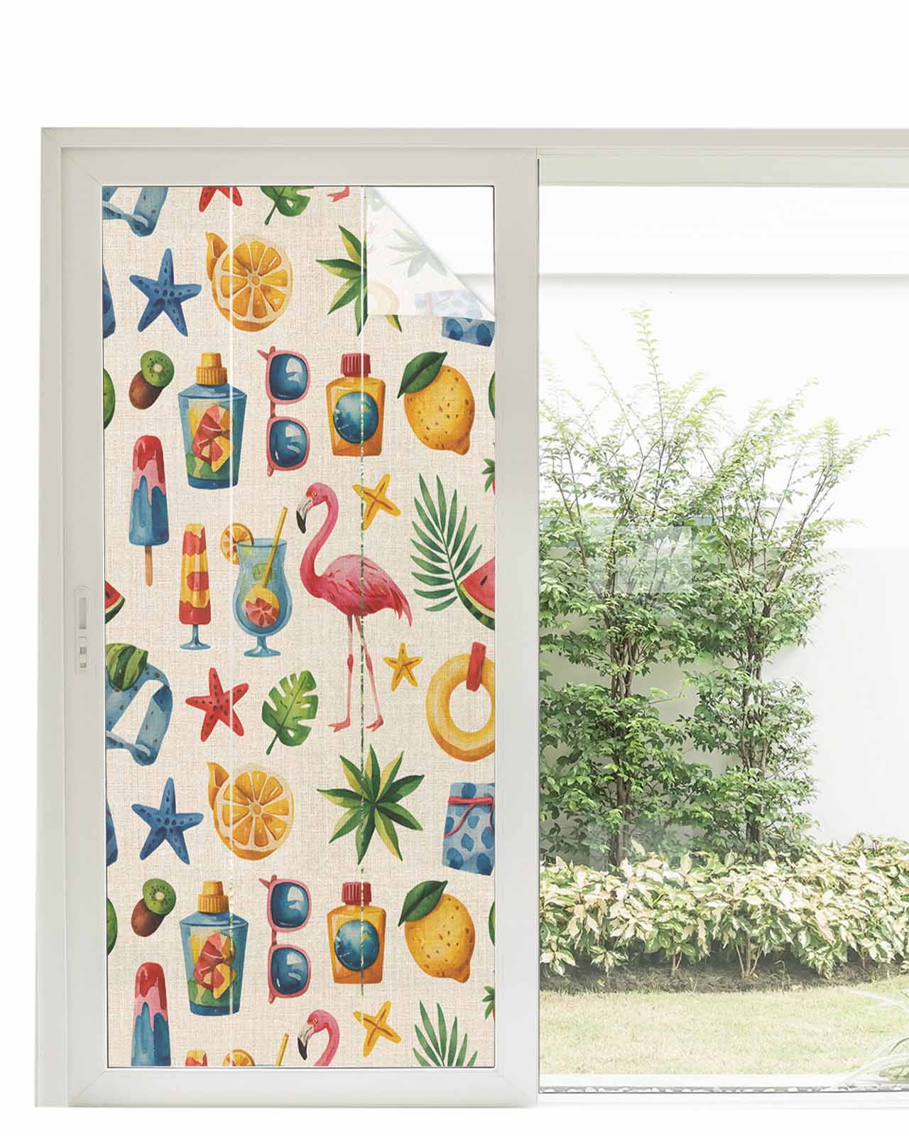 Window Privacy Film Flamingo Stained Glass Window Film Decorative Sun ...