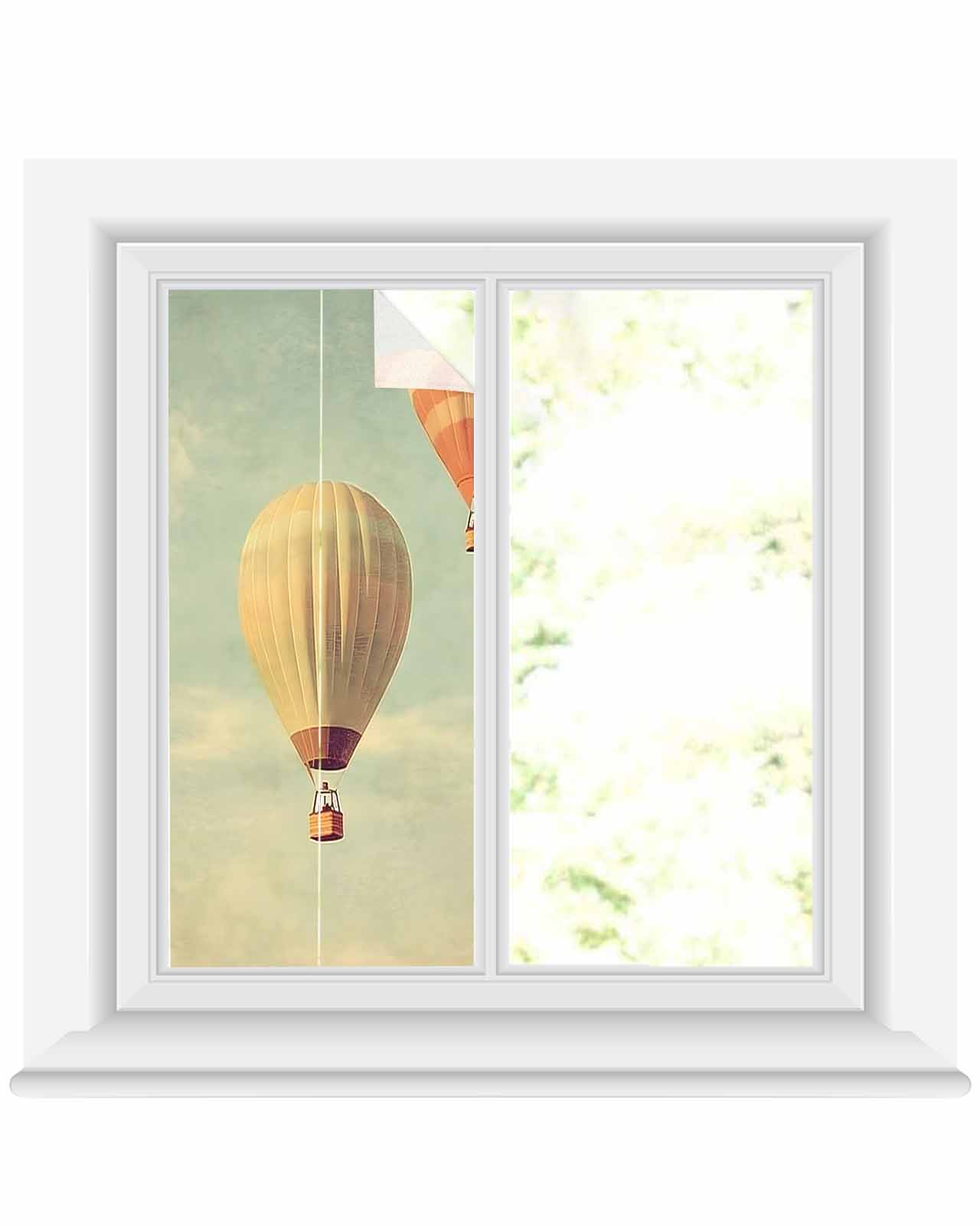 Window Privacy Film Floating Hot Air Balloon Stained Glass Window Film ...