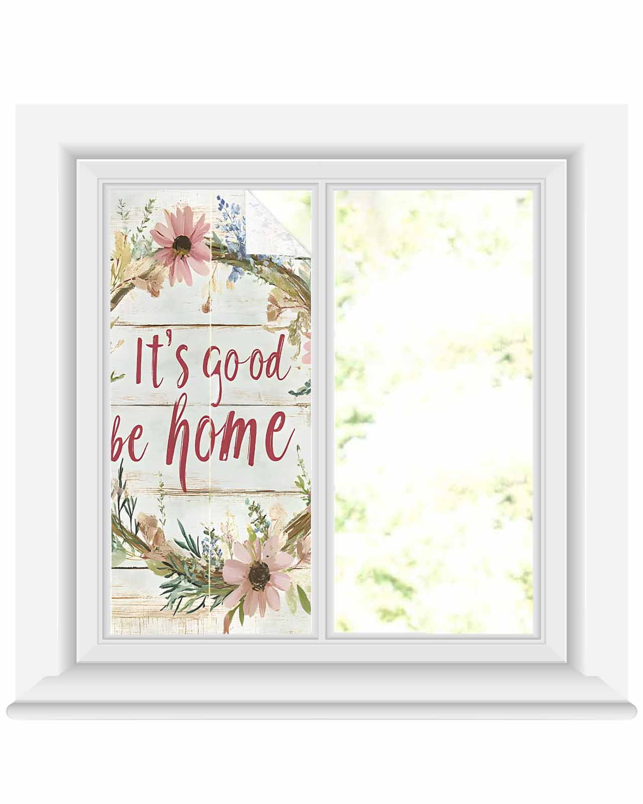 Window Privacy Film Floral Botanical Wreath Stained Glass Window Film ...