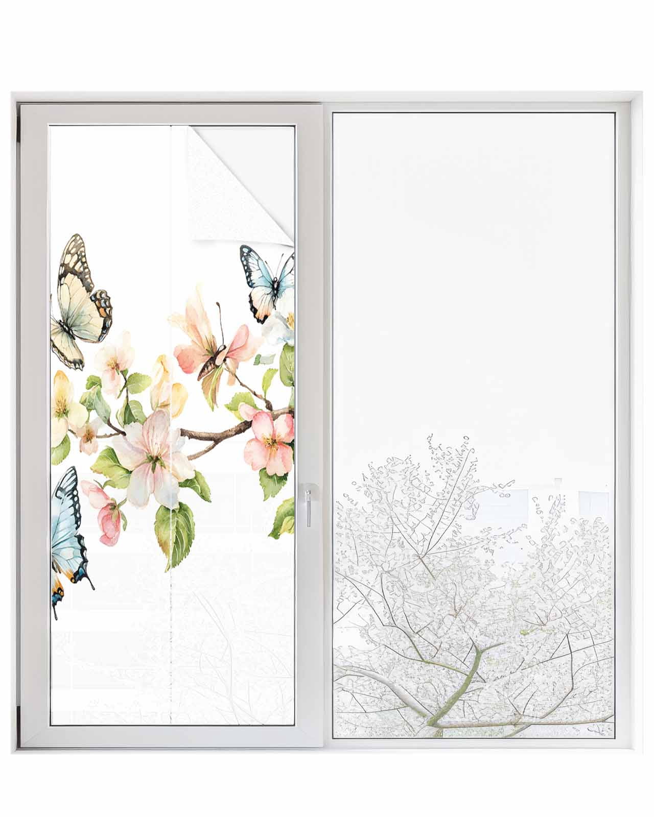 Window Privacy Film Floral Butterfly Stained Glass Window Film ...