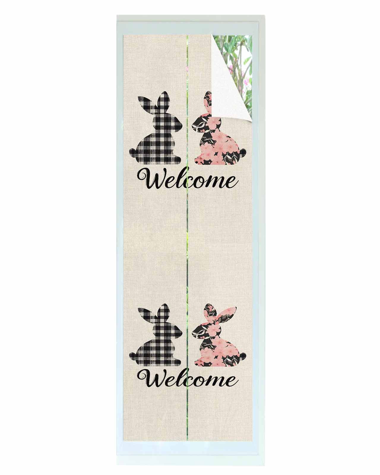 Window Privacy Film Floral Rabbit Stained Glass Window Film Decorative ...