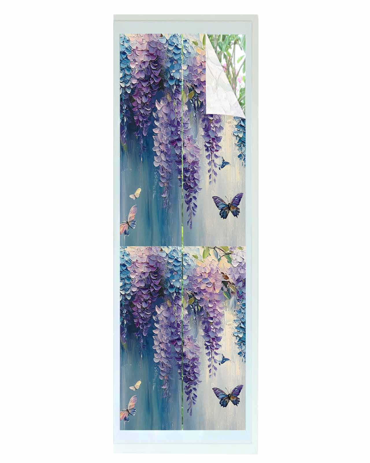 Window Privacy Film Flower Butterfly Stained Glass Window Film ...
