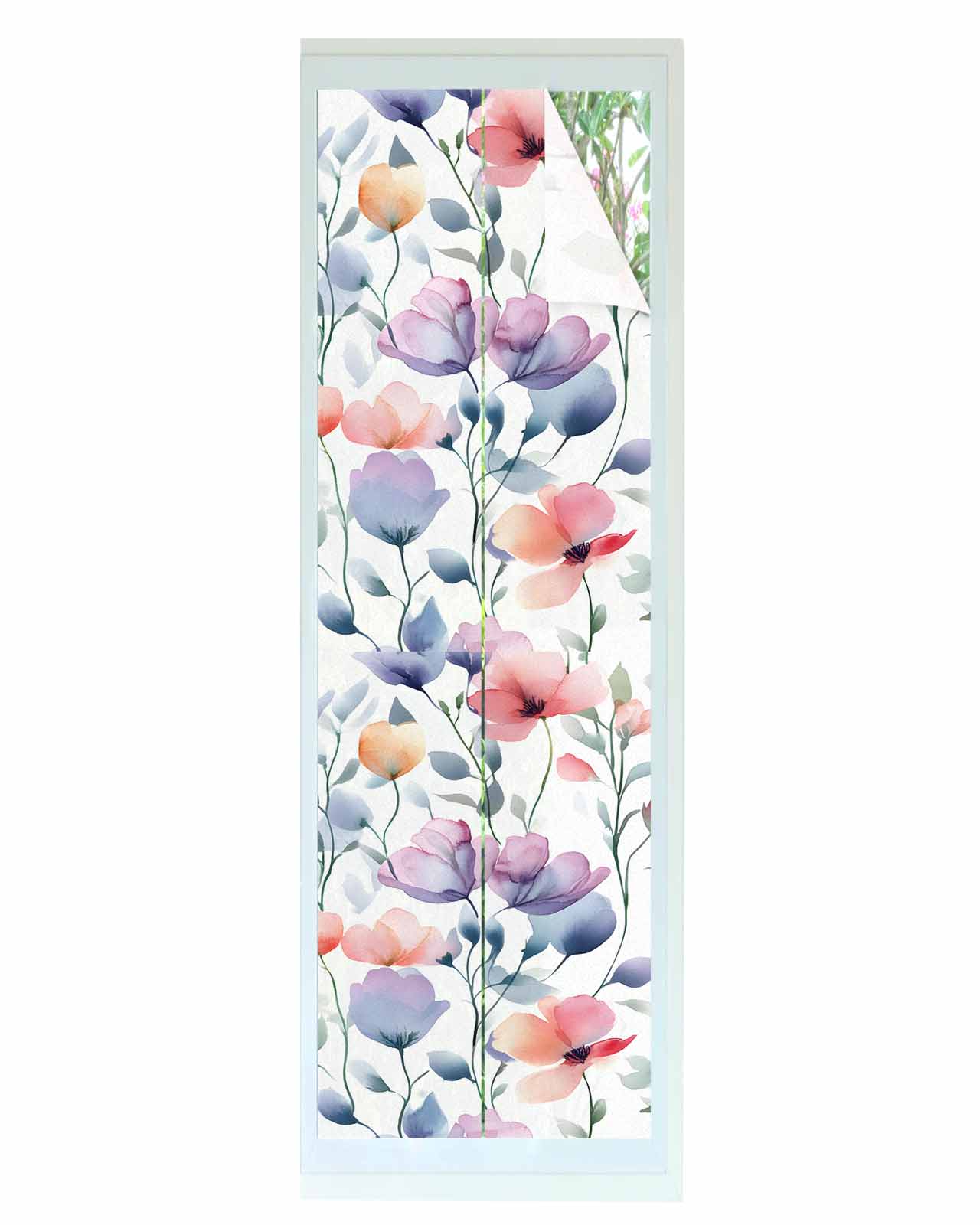 Window Privacy Film Flower Eucalyptus Stained Glass Window Film ...