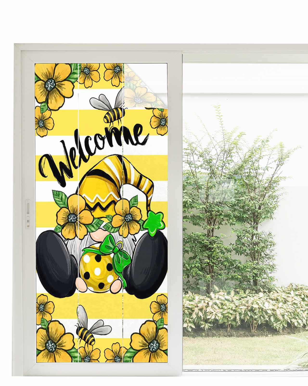 Window Privacy Film Flower Gnomes Stained Glass Window Film Decorative ...